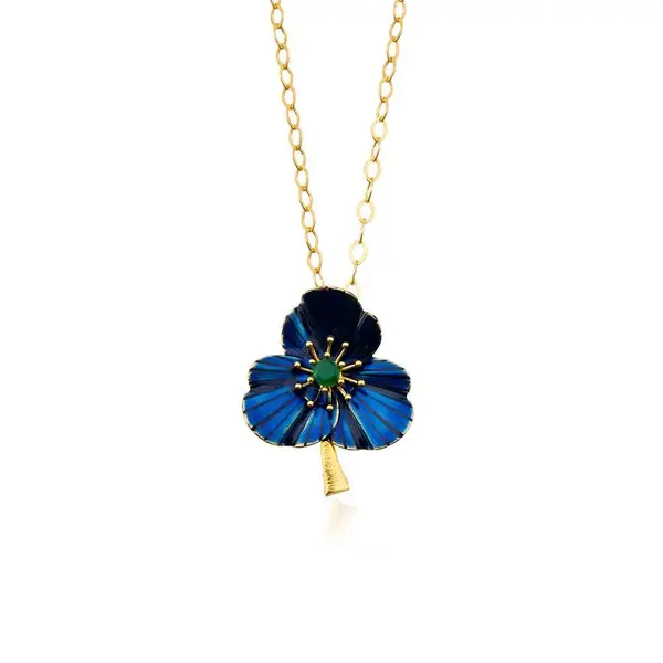 MILOU JEWELRY Navy Three-leafed Clover Necklace - Blue