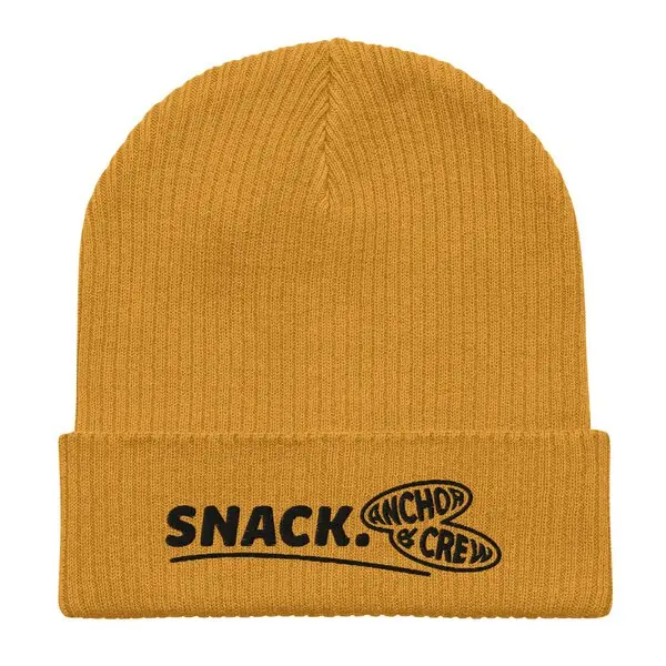 ANCHOR & CREW Mustard Snack Gen. Organic Cotton Embroidered Beanie - Yellow