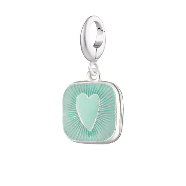 LILY CHARMED Silver / Blue Sterling Silver Turquoise Heart Locket Charm - Silver/blue