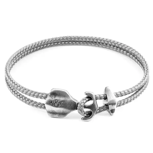 ANCHOR & CREW Silver / Grey Classic Grey Delta Anchor Silver & Rope Bracelet - Silver/grey