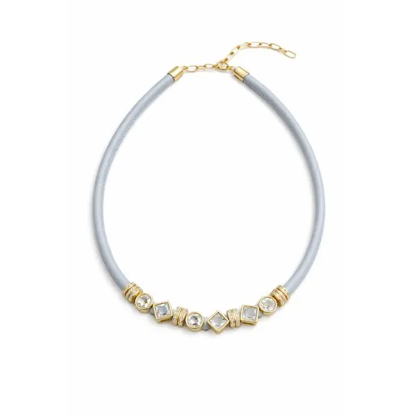 Saachi Bling Charm Leather Light Necklace - Grey