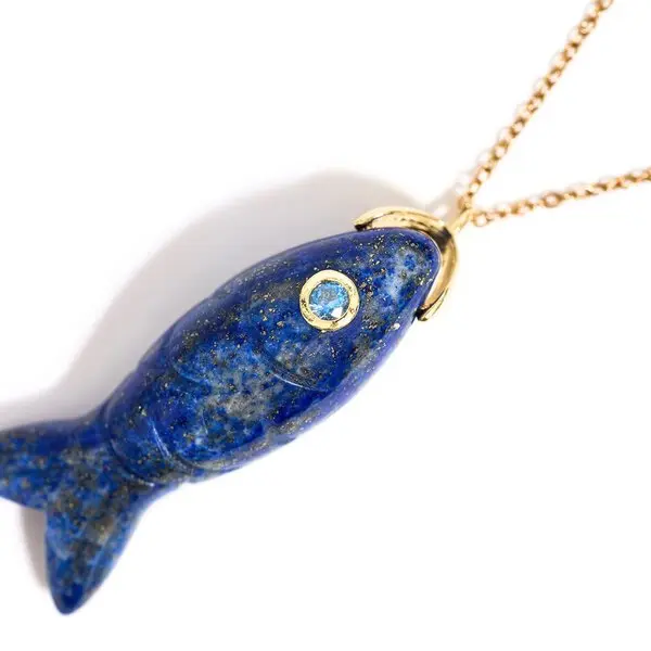 KYBELE STUDIO Lapis Lazuli Fish Pendant Necklace - Blue