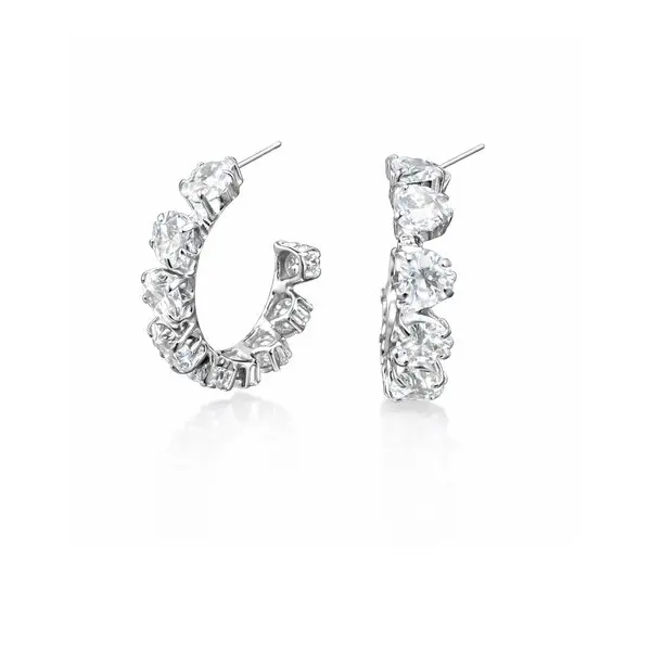 MAISON DE GALA Multi-cut Crystal Hoop Earrings - Silver