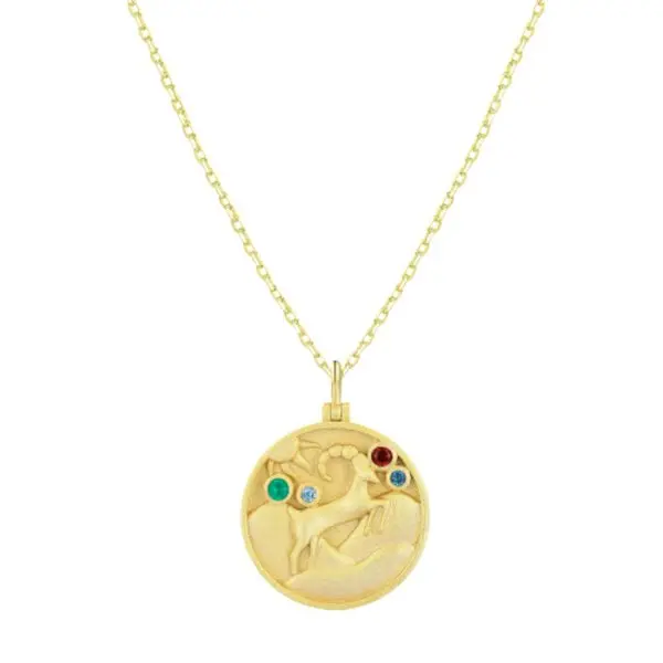 AZURA JEWELRY NEW YORK Aries Zodiac Mantra Necklace Yellow Vermeil - Gold