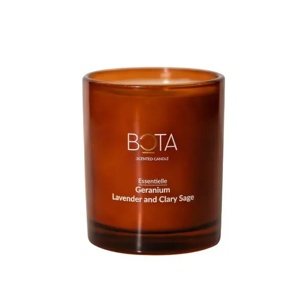 BƆTA Essentielle Collection: Geranium, Lavender & Clary Sage Scented Candle - Brown