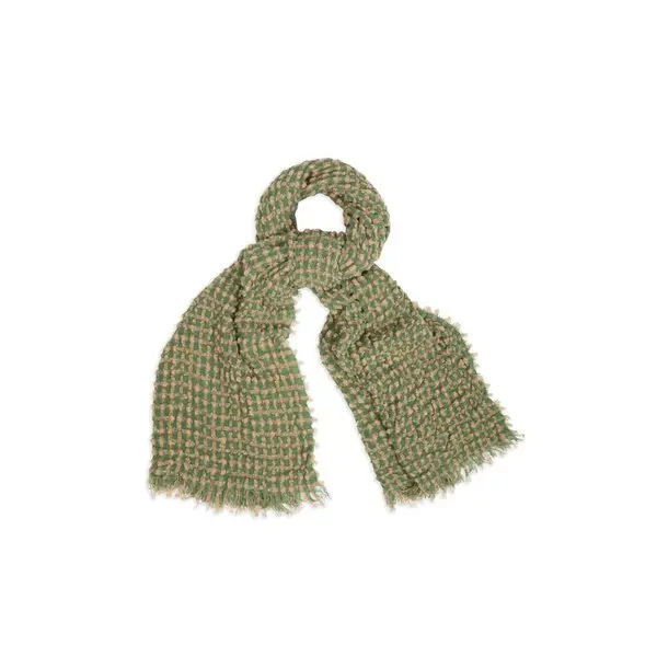 Saachi Crinkle Plaid Turquoise Scarf - Green