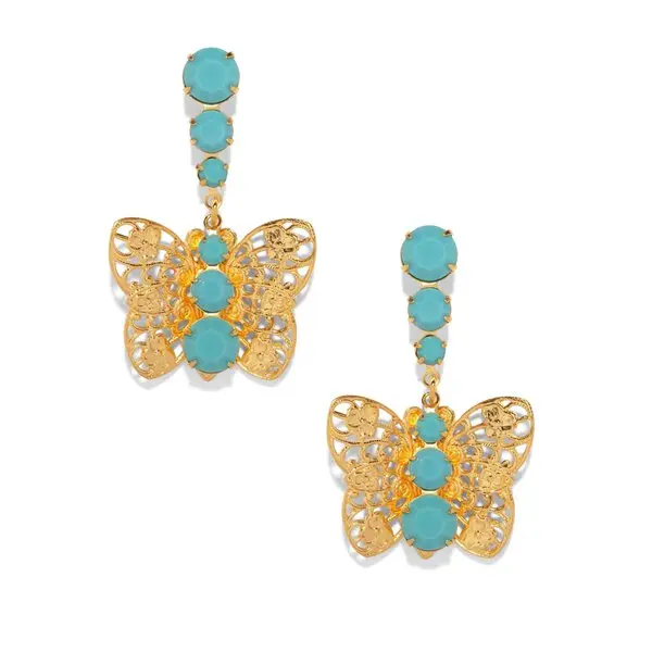THE PINK REEF Filagree Drop Butterfly In Turquoise - Blue
