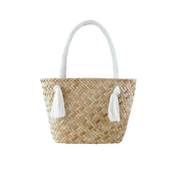 Likhâ Oat Large Classic Tote Bag With Braided Handles - White