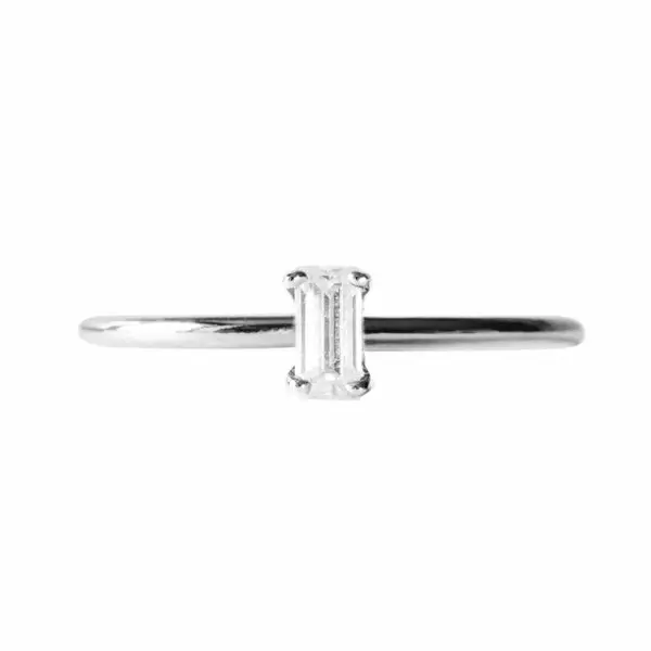 LEE RENEE Moissanite Baguette Ring - Silver
