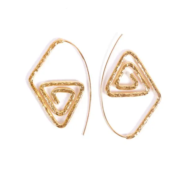LES REINES Delta Aeonian Hammered Earrings 24k Plated - Gold