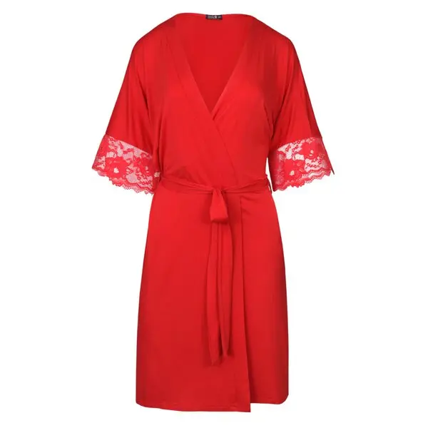 OH!ZUZA NIGHT&DAY Elegant Robe Viscose And Lace - Red