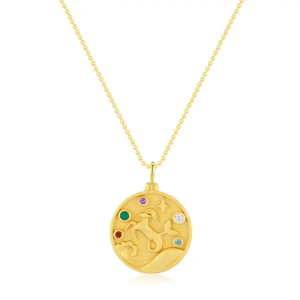 AZURA JEWELRY NEW YORK Capricorn Zodiac Mantra Necklace Yellow Vermeil - Gold