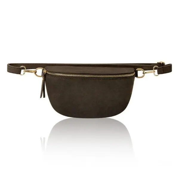BETSY & FLOSS Rivoli Suede Crossbody & Waist Bag In Dark Chocolate - Brown