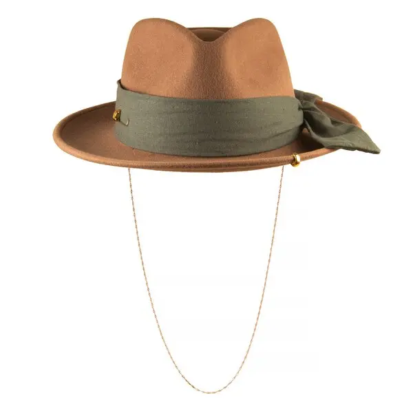 SHADED THE LABEL Mylor Khaki Beige Trilby Hat With Sterling Silver Jewellery - Brown