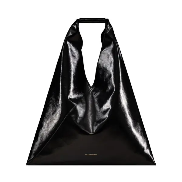 OWLISH STUDIO Savanna Vegan Leather Hobo Bag Patent - Black