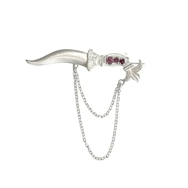 RIZE Silver / Red Ruby Dagger Brooch Sterling Silver - Silver/red