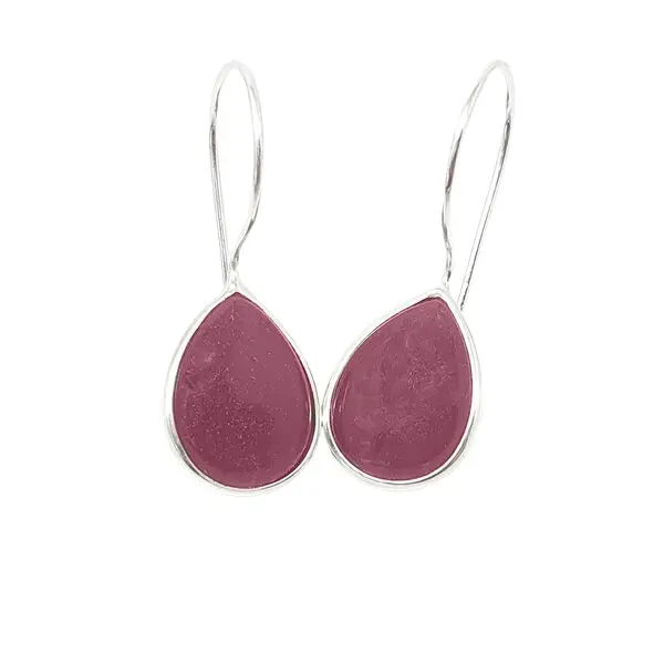 HARFI Red / Silver Ruby July Birthstone Dangle Drop Silver Earrings - Red/silver