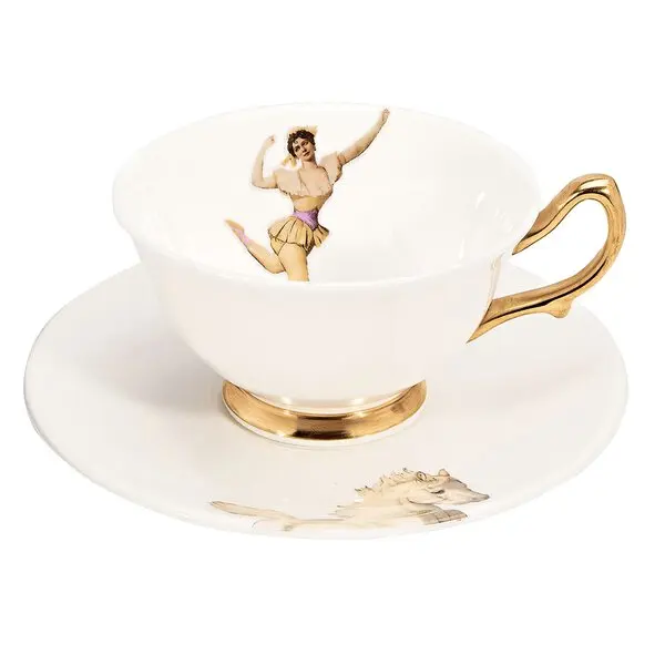 MELODY ROSE LONDON Amazing Miss Rose Bone China Teacup & Saucer - White