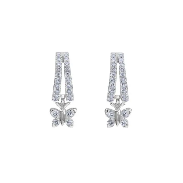 BLOOMTINE | EARTH ANGEL HQ Enchanting Flutterfly™ Sterling Butterfly Huggies - Silver