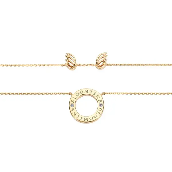 BLOOMTINE | EARTH ANGEL HQ Mini Halo Wings™ Diamond & Solid Angel Necklace - Gold