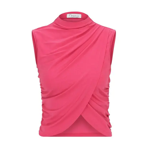 MAAN ISTANBUL Turtleneck Fuchsia Crop Top River To Sun - Pink