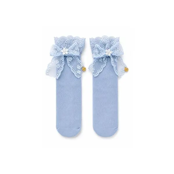 ADIBA Belle Rosette Lace Bow Socks - Blue