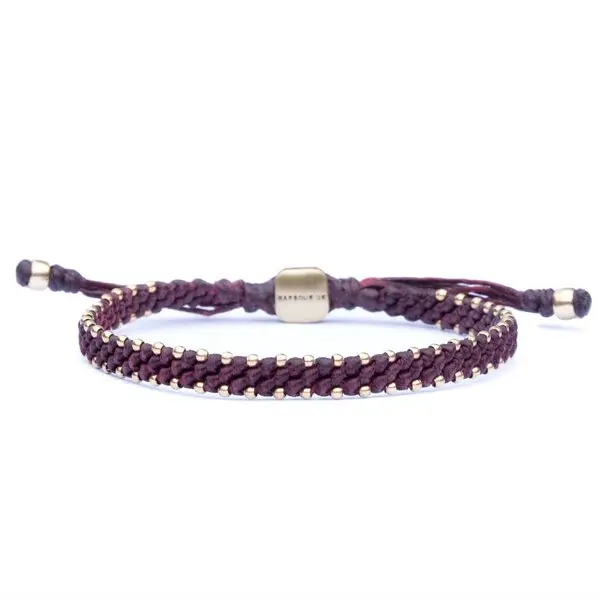 HARBOUR UK Urban Bronze Rope Bracelet Wine - Red