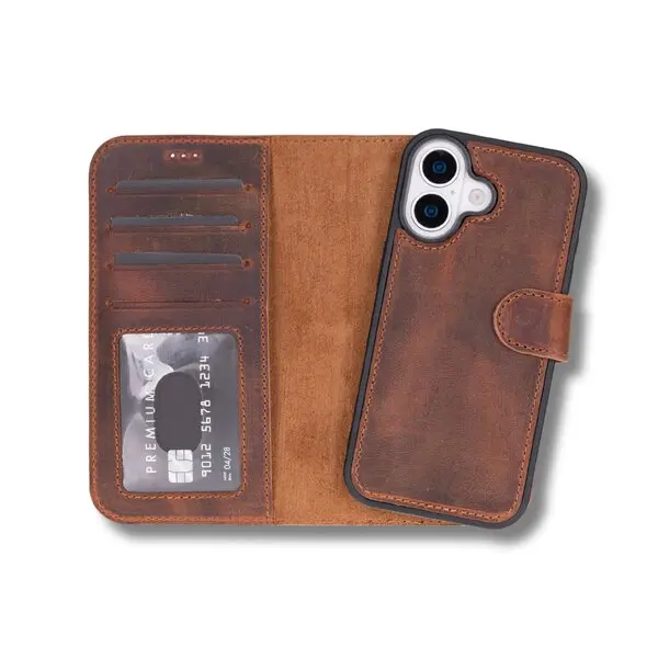 LEATHERE Iphone Onyedi Wallet Case – New York - Brown