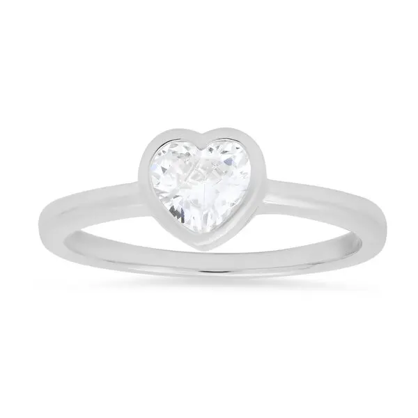 KYLIE HARPER Bezel Set Diamond Cz Heart Ring In Sterling - Silver