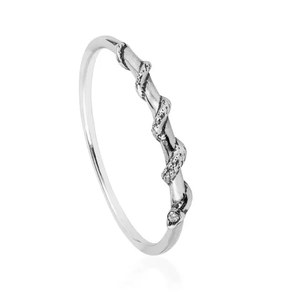 LEE RENEE Tiny Snake Ring Diamonds - Silver