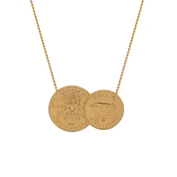 KATIE MULLALLY Scottish & English Double Coin Pendant Plated Necklace - Gold