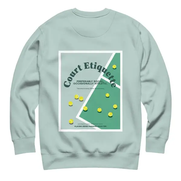 ANCHOR & CREW Ice Court Etiquette Tennis Club League Organic Cotton Sweatshirt - Blue