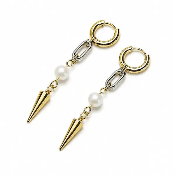 KIREI Gold / Silver Glynt Earrings – Gold Finish With Freshwater Pearl - Gold/silver