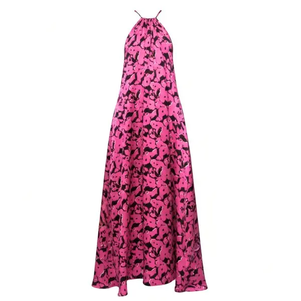 ALOMA STUDIO Volupté Maxi Dress Floral Silk - Pink