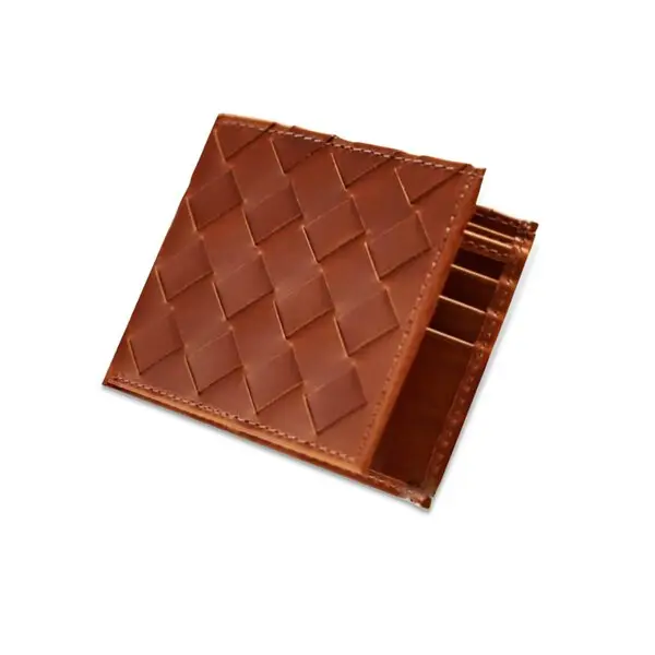 VIDA VIDA Plaited Tan Leather Card Wallet - Brown