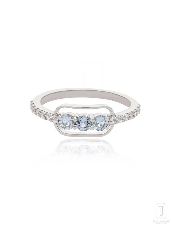 THE JEWELZ White / Blue / Silver Aqua Innes Triad Silver Ring - White/blue/silver
