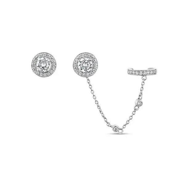 SALLY SKOUFIS White / Silver Aliven Stud & Earcuff Set With Made White Diamonds In Sterling Silver - White/silver