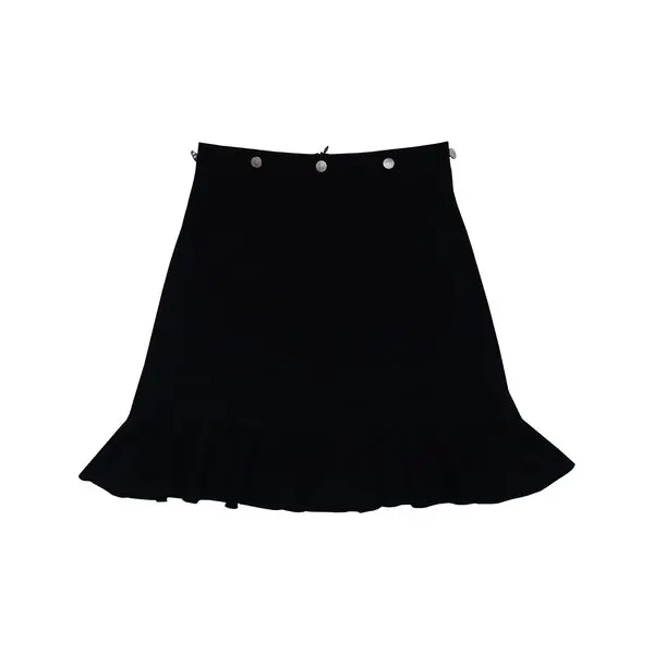 2KSTYLE Ama Ruffled Mini Skirt With Metal Buttons - Black