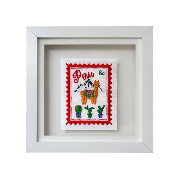 LILLY LOVES Peru Postage Stamp Artwork - Red