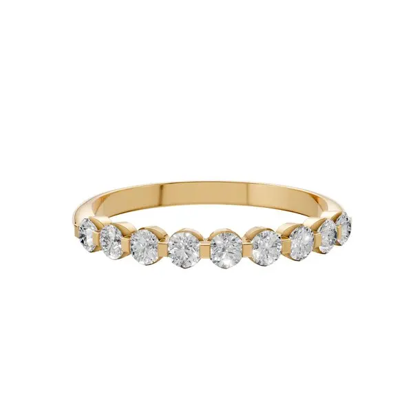 AYA FINE JEWELRY 0.37 Ctw Diamond Stacking Ring In 14k Gold Classic Shared Prong Anniversary Band - Yellow