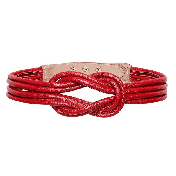 BELTBE Knot Leather Belt - Red