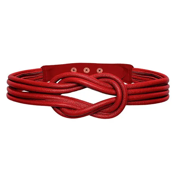 BELTBE Knot Leather Belt - Red