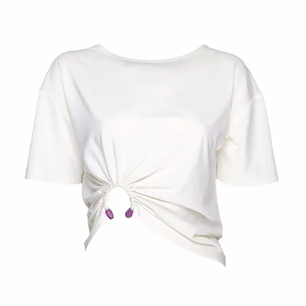 LALIPOP DESIGN Ring-embellished T-shirt - White