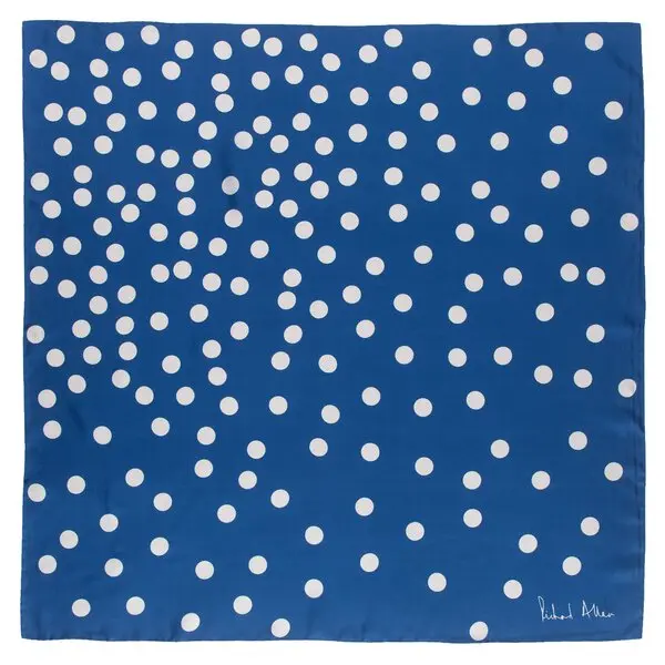 RICHARD ALLAN LONDON Blue / White Large Blue Polka Silk Scarf - Blue/white