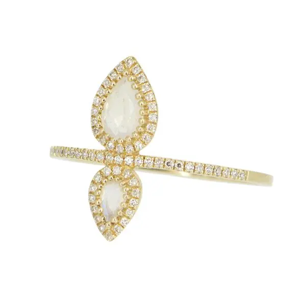 KAMARIA Tranquility Ring With Diamonds & Moonstone - Gold
