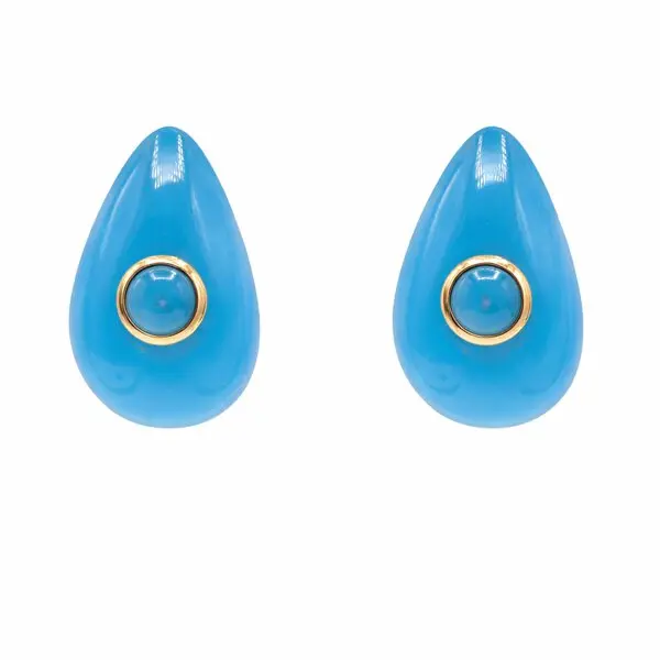 MICHAEL NASH JEWELRY Rosamund Turquoise Resin Pierced Earrings - Blue