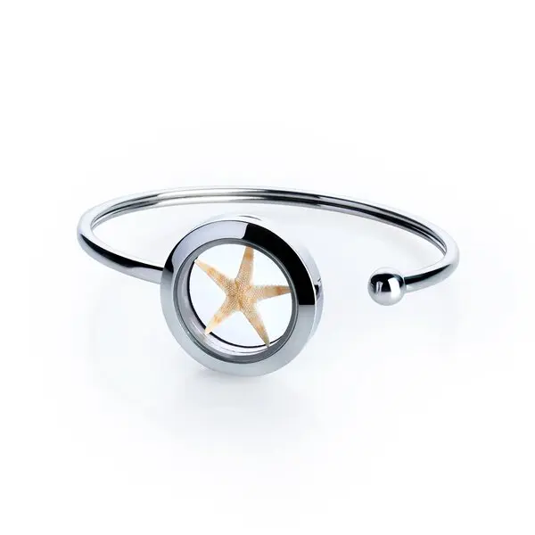 MY LITTLE NATURE Neutrals / Premium Quality Designer Cuff Bracelet With Natural Starfish – Coastal Jewelry - Brown