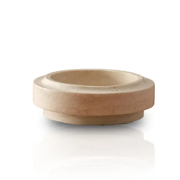 MARLETH Neutrals Handmade Travertine Pedestal Bowl – Sculptural Stone Centerpiece - Brown
