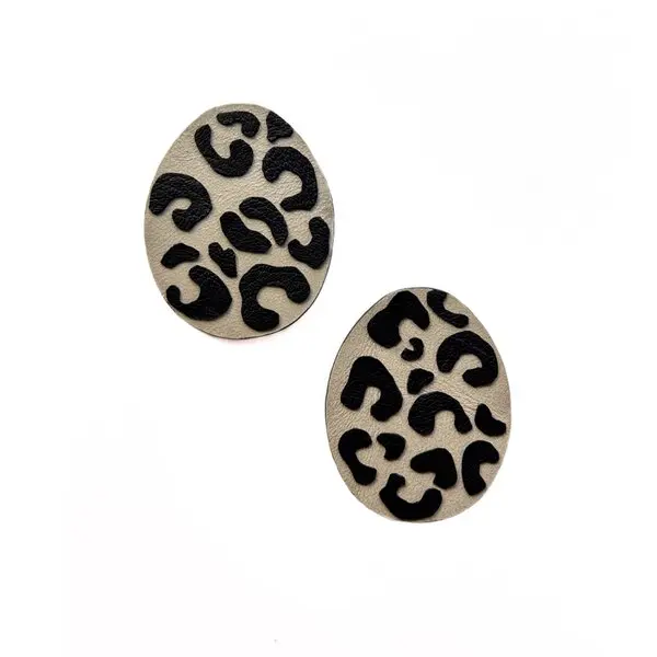 WAIWAI Neutrals Leopard Pattern Leather Earrings