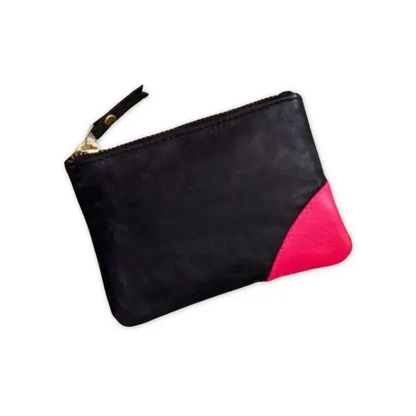 VIDA VIDA Leather Coin Purse & Pink - Black